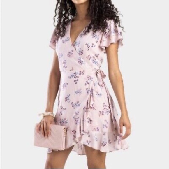 Blue Rain | Dresses | Gorgeous Pink Wrap Floral Dress | Poshmark